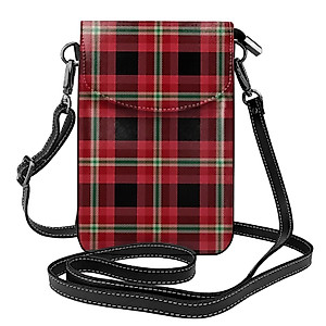 Red Green Buffalo Check Plaid Christmas Pattern Causal Sling Bag Print Novelty Cell Phone Purse Wallet Lightweight Crossbody Bags for Women Girls