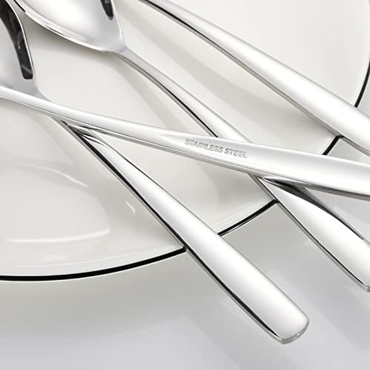 Soup Spoons Set of 6 Stainless Steel Round Spoons Asian Soup Spoon Long Handle Dinner Spoons for Kitchen Restaurant Home