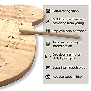 Wooden Alphabet Tracing Board - ABC Learning For Toddlers - Letter Tracing For Kids Ages 3-5 - Montessori Toys for 4 Year Old - Alphabet Learning Toys - Homeschool Supplies - Wooden Letters - Waldorf