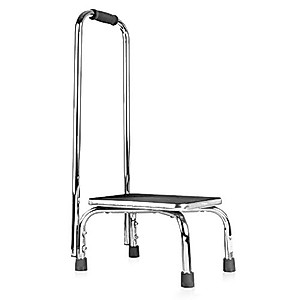 DMI Step Stool with Handle and Non Skid Rubber Platform, Lightweight and Sturdy Stool for Seniors, Adults and Children, Holds up to 300 Pounds with 9.5 Inch Step Up, 17.3"D x 12.3"W x 34"H, Chrome