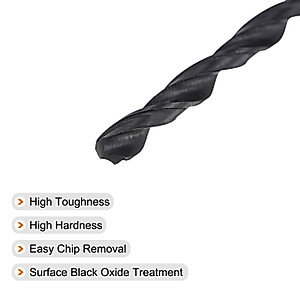 uxcell 6542 High Speed Steel Straight Shank Twist Jobber Drill Bit, Fully Ground Black Oxide Drill Bits 3.3mm Drill Diameter 65mm Total Length 5 Pcs