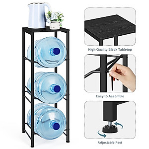 Water Bottle Holder Organizer 5 Gallon Water Jug Holder with Shelves, 3-Tier Water Bottle Dispenser Stand for Kitchen Living Room Office, Black