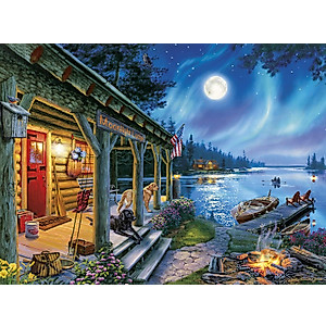 Buffalo Games - Darrell Bush - Moonlight Lodge - 1000 Piece Jigsaw Puzzle , Blue