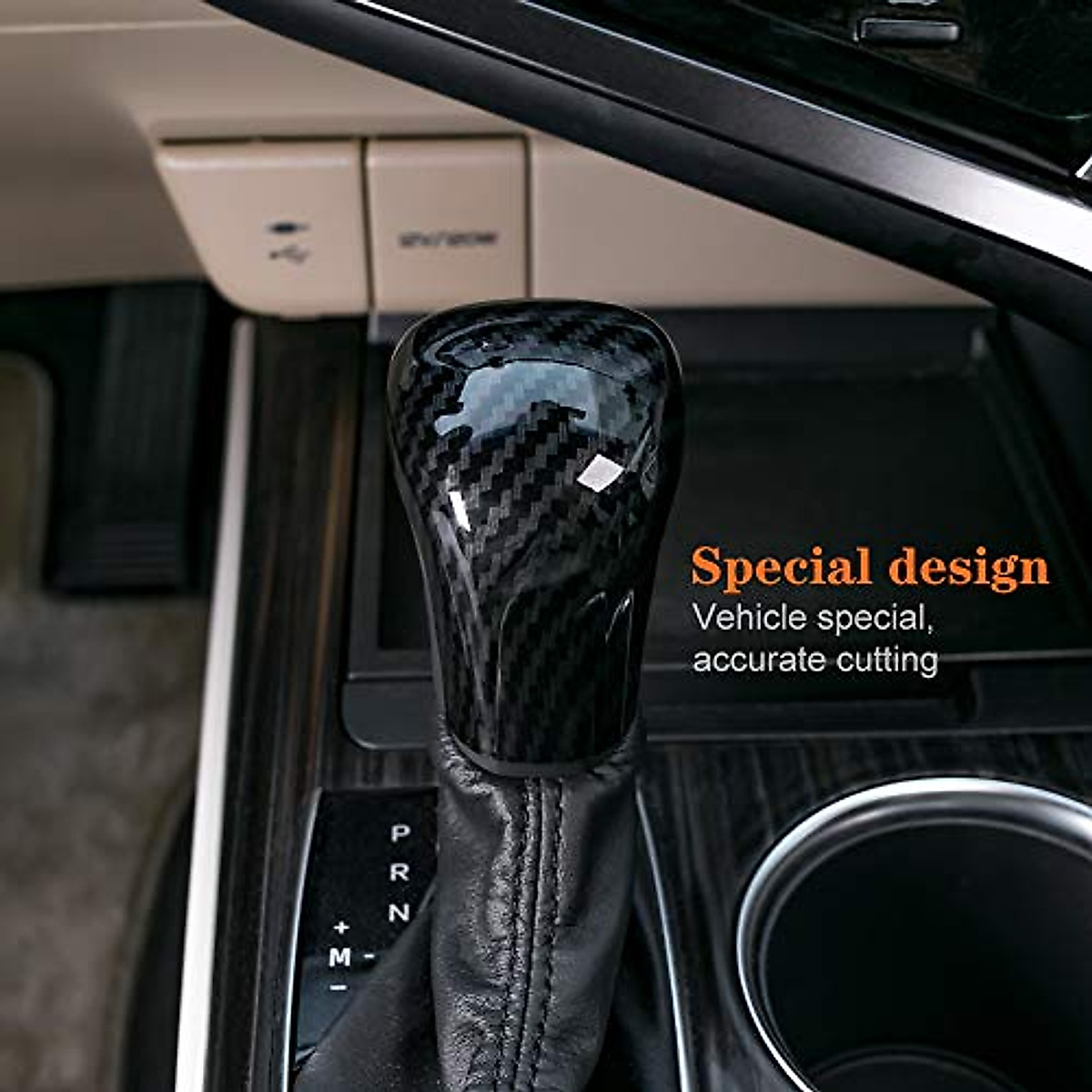 CKE for Toyota Camry 2023 2022 2021 2020 2019 2018, for Corolla Sedan Avalon 2022 2021 2020 2019 Accessories Auto Gear Shift Knob Cover Trim Cap Protector Interior Sport Style - Carbon Fiber Grain