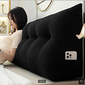 LQdpdd Bed Rest Reading Wedge Headboard Backrest Tufted Pillow Upholstered Wall Mounted Headboard Dorm Daybed Pillow Upholstered Headboard Pillows,Black,King/200/76x7.8x20