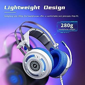 iKF Kira Gaming Wired Headphone for PC - Computer with Noise Cancelling Mic,7.1Surround Sound,50MMDriver -Headset with Call Noise Cancelling for PS4/PS5, Laptop, Office（Black）