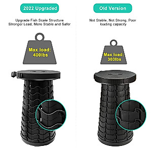 Coideal Retractable Folding Stool Upgraded - Portable Lightweight Collapsible Stool Telescoping Chair Seat Adjustable Height with Load 400 lbs for Adult Camping Travel Fishing Outdoor