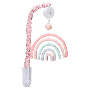 Lambs & Ivy Watercolor Pastel Rainbow/Pom Pom Musical Baby Nursery Crib Mobile