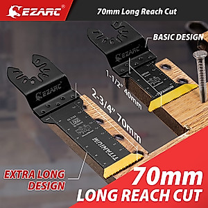 EZARC Titanium Oscillating Saw Blades, Extra-Long Oscillating Multitool Blades for Metal, Wood Nails, Screws Cutting, Plastic, 3 Pack