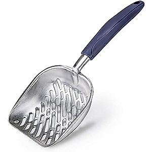 SNUGENS Cat Litter Scoop, Extra Large Aluminum Alloy Sifter, Deep Shovel Poop Sifting with Long Handle, Pooper Lifter Works with All Type of Cat Litter, Metal Kitty Litter Scooper for Litter Box