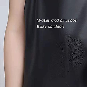 RUIBOLU Waterproof Rubber Vinyl Black Work Apron 43" Adjustable Bib for Dishwashing, Lab, Butcher, Garden,Dog Grooming aprons.1 PACK