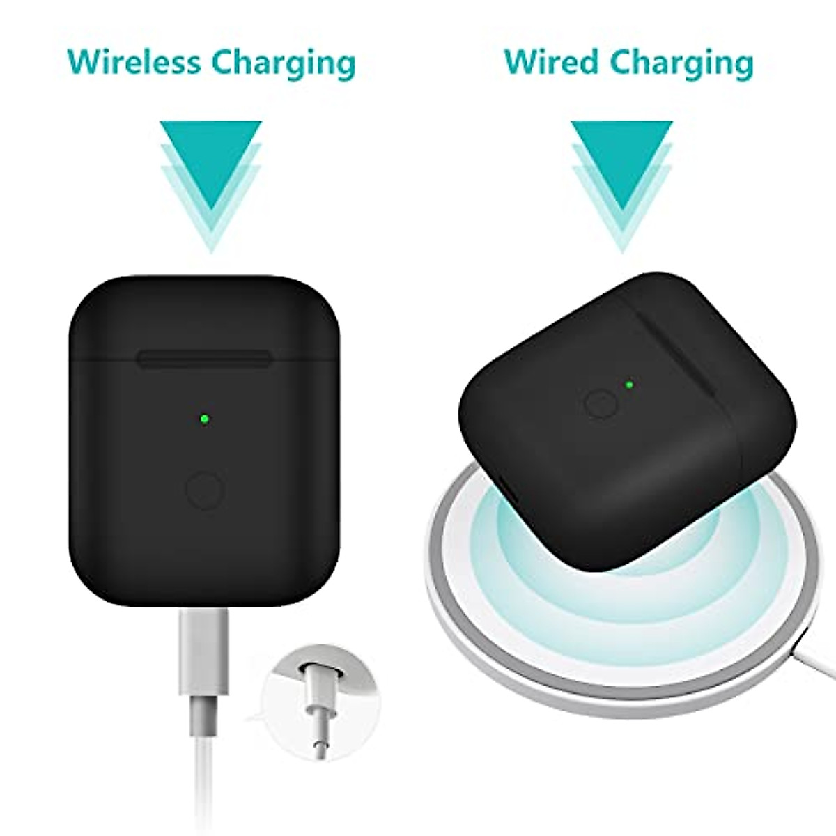 Compatible for AirPods 1st/2nd Charging Case, Wireless Charger Replacement Case for AirPods Case 2nd Gen with Bluetooth Pairing Sync Button, Black