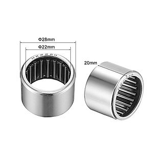 uxcell HK2220 Needle Roller Bearings 22mm Bore 28mm OD 20mm Width Chrome Steel Open End