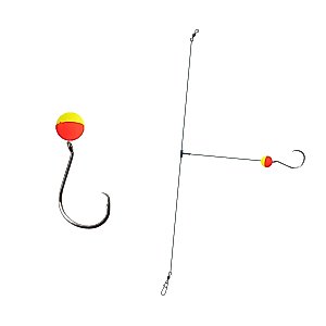 3 Pack Single Drop Pompano Whiting Surf Fishing Rigs Hand-Tied (30LB Mono, Red/Yellow)
