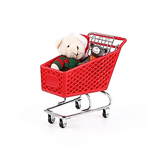 DOITOOL Miniature Grocery Cart Mini Supermarket Handcart 5.39x 5.5 in Mini Shopping Cart Shopping Utility Cart Shopping Grocery Cart Mode Storage Toy Desk Organizers Mini Shopping Cart (Random Color)