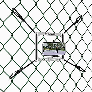 Cell Phone Fence Mount for iPhone, Mevo Start, Phones, GoPro and Other Action Cameras, to a Chain Link Fence for Recording Baseball,Softball and Tennis Games