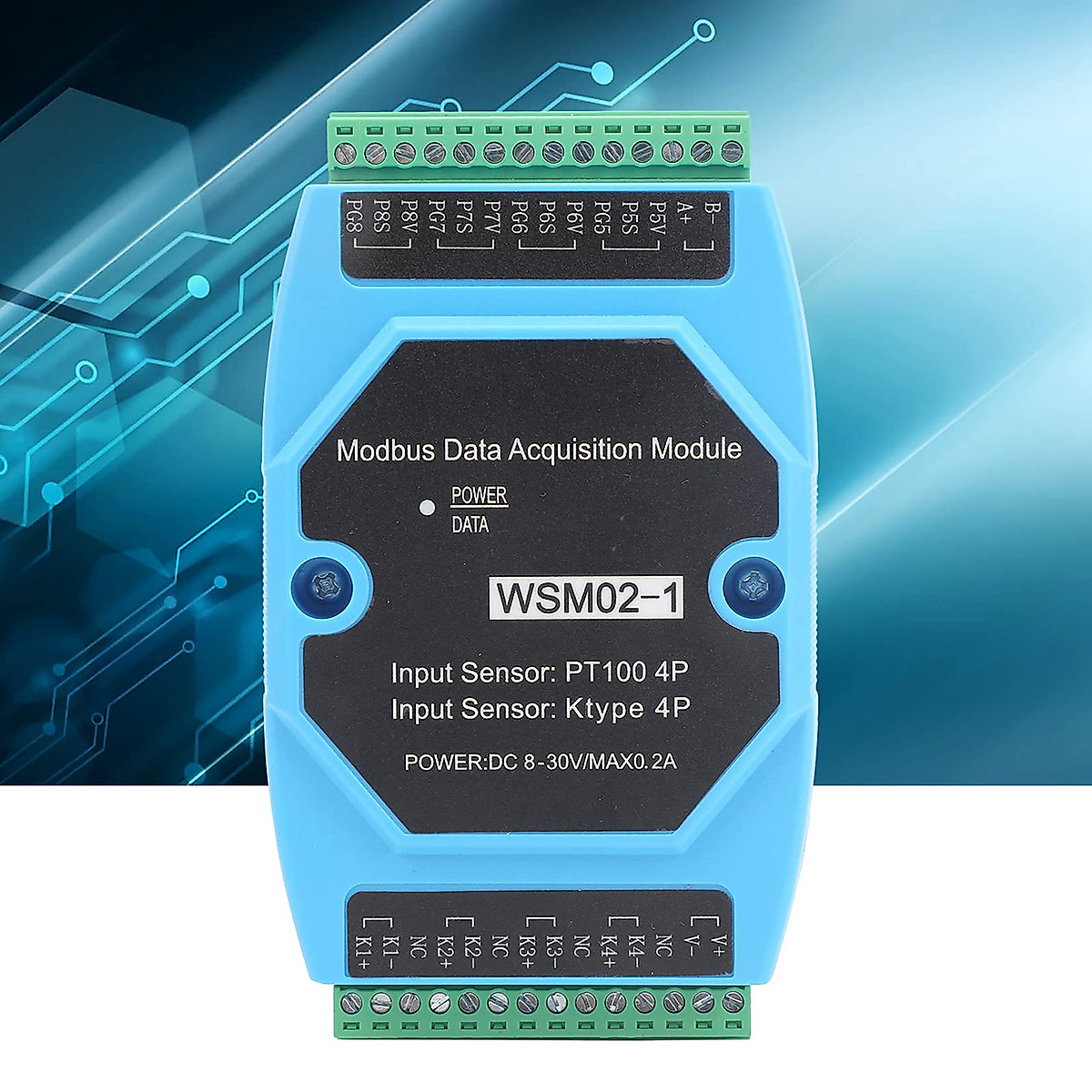 Temperature Data Loggers, Moubus Temperature Data Acquisition Module Compatible with 4-Channel PT100 and 4 Ktype Thermocouple for Industry