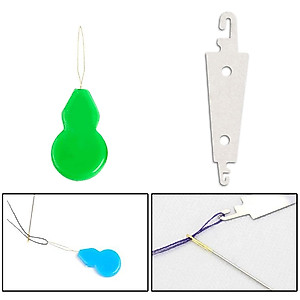 100pcs Cross Stitch Needles + 2 Needle Threader Golden Color Large Eyes Cross Stitch DIY Embroidery Hand Needles Sewing Needles in Transparent Box (26#)