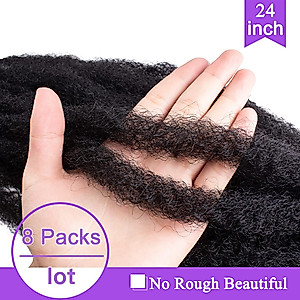 ZRQ 8 Packs Marley Hair Crochet Braids,24 Inch Afro Kinky Marley Braiding Hair, Synthetic Curly Twist Marley Hair, Long Springy Afro Twist Hair Extensions (1B#,8 Packs)