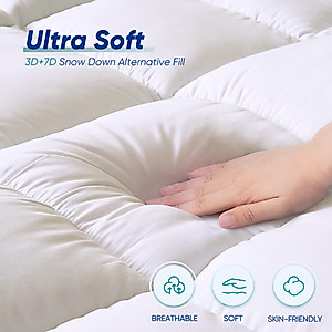 Memory Foam Mattress Topper King 4 Inch, Dual Layer 2 Inch Gel Memory Foam Plus 2 Inch Cooling Pillow Top Mattress Pad with 8-21 Inch Deep Pocket, Comfort Support for Back Pain