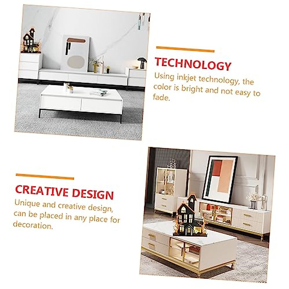 Garneck 1pc Haunted House Elf Ornament Desk Topper Wood Decor Halloween Decor Halloween Style Ghost House Sign Scene Village Houses Halloween Haunted House Figurine Halloween Supplies Doll