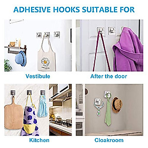 TocTen 4 Pack Bath Towel Hook Set, SUS 304Stainless Steel Robe Hook, Heavy Duty Bathroom Hook Include 2 Wall Mounted Coat Hooks 2 Adhesive Hooks Suitable for Kitchen Office Bathroom