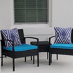 Adabana Outdoor Waterproof Boho Throw Pillow Covers Geometric Pillow Cases for Patio Garden Set of 2, 18 X 18 Inches Navy Blue