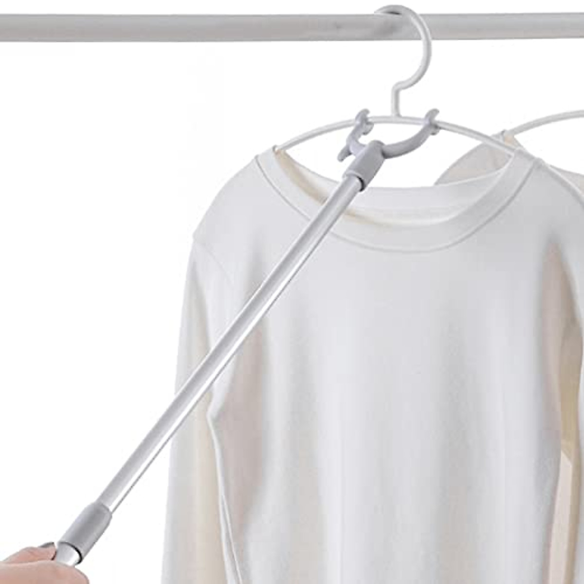 Veemoon Metal Hangers Clothesline Outdoor Adjustable Hanger Retriever Clothes Drying Pole Garment Reaching Hook Dressing Stick Retractable Rods (As Shown) Metal Hangers Clothesline Outdoor