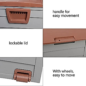 MengK 75gal 260L Outdoor Garden Plastic Storage Deck Box Chest Tools Cushions Toys Lockable Seat