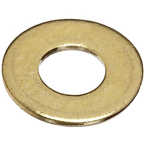 Small Parts Brass Flat Washer, Plain Finish, No. 6 Screw Size, 0.14" ID, 5/16" OD, 0.025" Thick (Pack of 100)