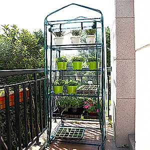 Worth Garden 5 Tier Mini Greenhouse - 75'' H x 27'' L x 19'' W - Sturdy Portable Gardening Shelves with PVC Cover - Small Porch Green House for Growing Plants Flowers Indoor & Outdoor