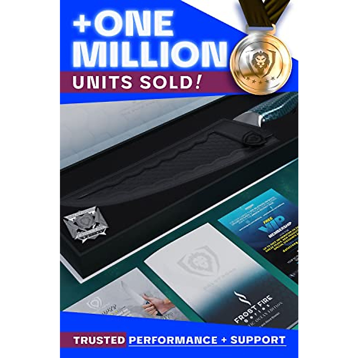 Dalstrong Chef Knife - 8 inch - Frost Fire Series Arctic Ocean - High-Chromium 10CR15MOV Stainless Steel Kitchen Knife - Sand Blasted Frosted - Ocean Teal Honeycomb Handle - Sheath - NSF Certified