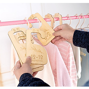 ABSOFINE Baby Closet Dividers, 8PCS Wooden Double Nursery Closet Size Dividers, Baby Closet Organizer Closet Dividers from Newborn to 24 Months for Baby Girls or Boys