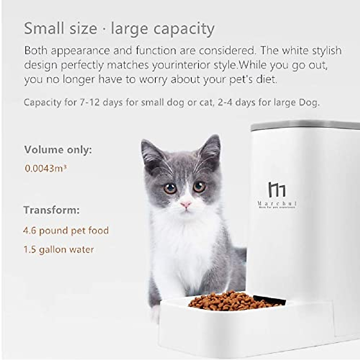 Marchul Cat Dog Feeder and Waterer Pet Self-Dispensing, Automatic Cat Feeders, Cat Food Dispenser, Gravity Food Feeder and Waterer Set with Pet Food Bowl for Pets Puppy Kitten (Feeder+Waterer)