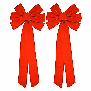 Black Duck Brand Set of 2 Red Velvet Bows 26" Long 10" Wide 10 Loop Holiday/Christmas Bows!