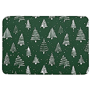 Prironde Front Door Mats Outdoor Indoor Kitchen Mat, Christmas Tree Green Entrance Doormat Non-Slip Bathroom Rugs Washable Floor Mats for Sink/Porch, 16" x 24"