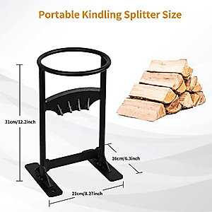 Brightown Firewood Kindling Splitter, Manual Kindling Wood Splitting Tool, Cast Steel Log Splitter Wedge, Hand Sturdy Heavy Duty Firewood Cutter Splits Firewood Safely for Home & Campsite