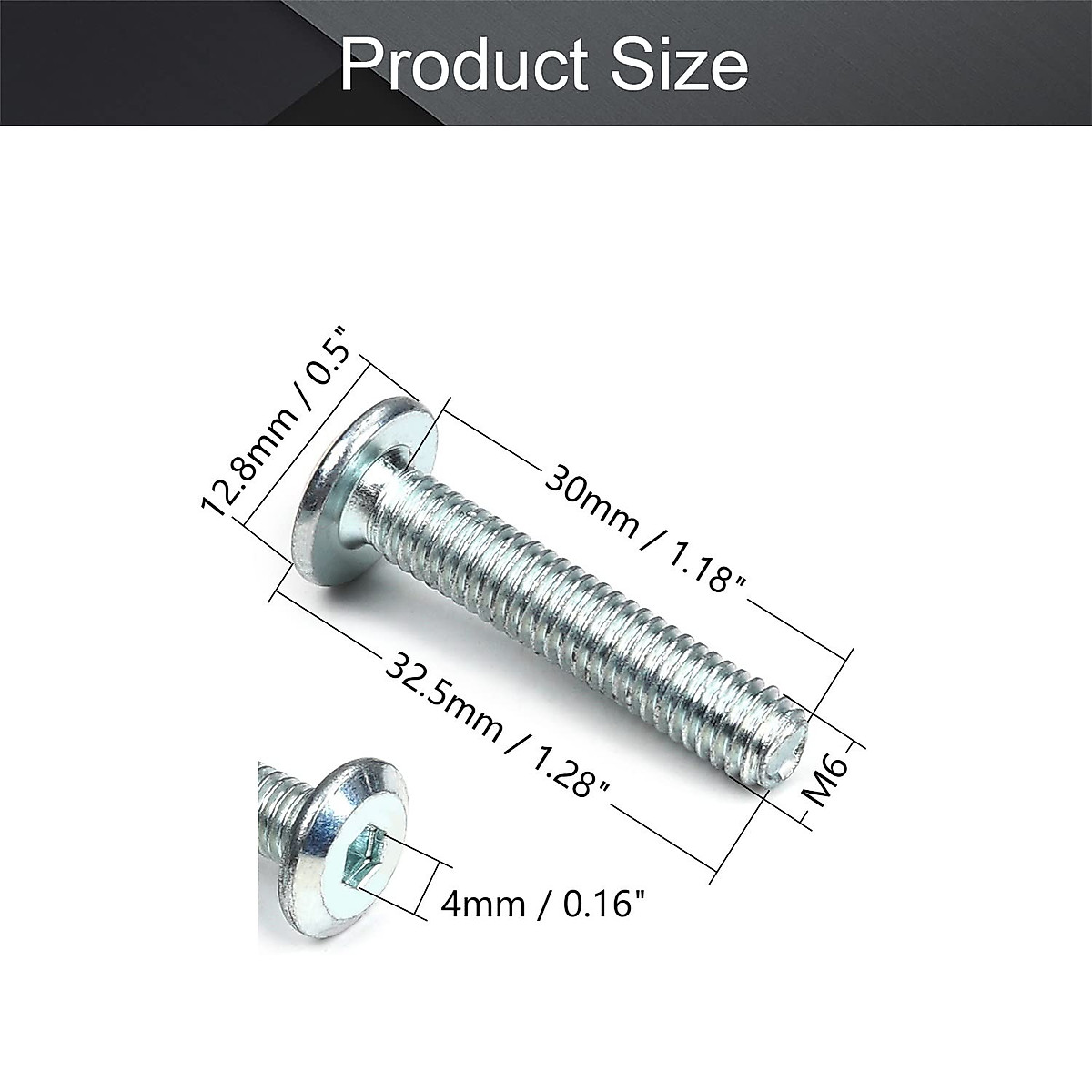 MroMax 40Pcs M6 x 30mm Flat Head Hex Socket Cap Screws Bolts, Blue Zinc Plated Carbon Steel Full Thread Furniture Screws for Assemble Cabinets, Baby Beds, Tables and Chairs