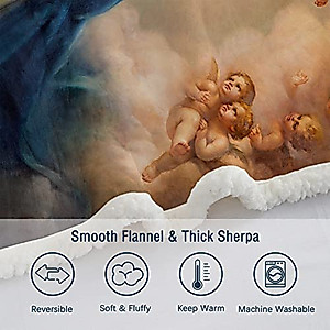 Bedmust Blue Virgin Angel Throw Blanket Virgin Maria Authentic Catholic Blankets Mother Blanket Blankets Queen Size (90x90 inches)