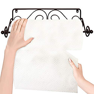 Blue Donuts Farmhouse Paper Towel Holder Wall Mount - Easy One-Handed Tear Kitchen Paper Towel Dispenser, Under Cabinet Paper Towel Holder, Bronze