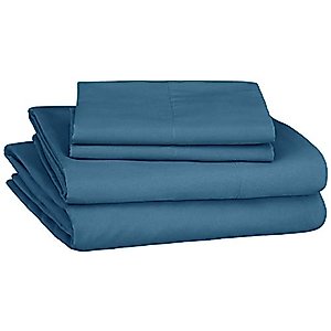 Amazon Basics Soft Microfiber Sheet Set with Elastic Pockets - 3 pcs, Queen, Still Water