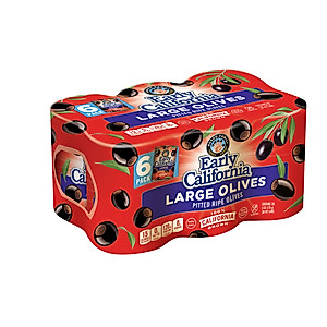 Early California, Ripe Pitted, Large Black Olives, 6 oz, 6-Cans