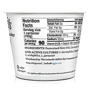siggi's Icelandic Strained Nonfat Yogurt, Plain, 5.3 oz. Single Serve Cup – Thick, Protein-Rich Yogurt Snack