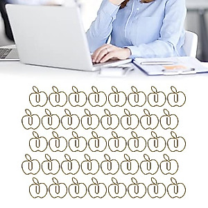 40Pcs Golden Apples Shape Paper Clips,Gold Journal Paper Clips Metal Bookmark Clips Office Supplies with Storage Box for Document Organizing