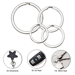 Teskyer Flat Key Ring, 40 Pack 4 Sizes Split Metal Key Rings for Organizing Home Car Office Keys and Accessories, Silver (0.98INCH, 1.10INCH, 1.25INCH, 1.37INCH)