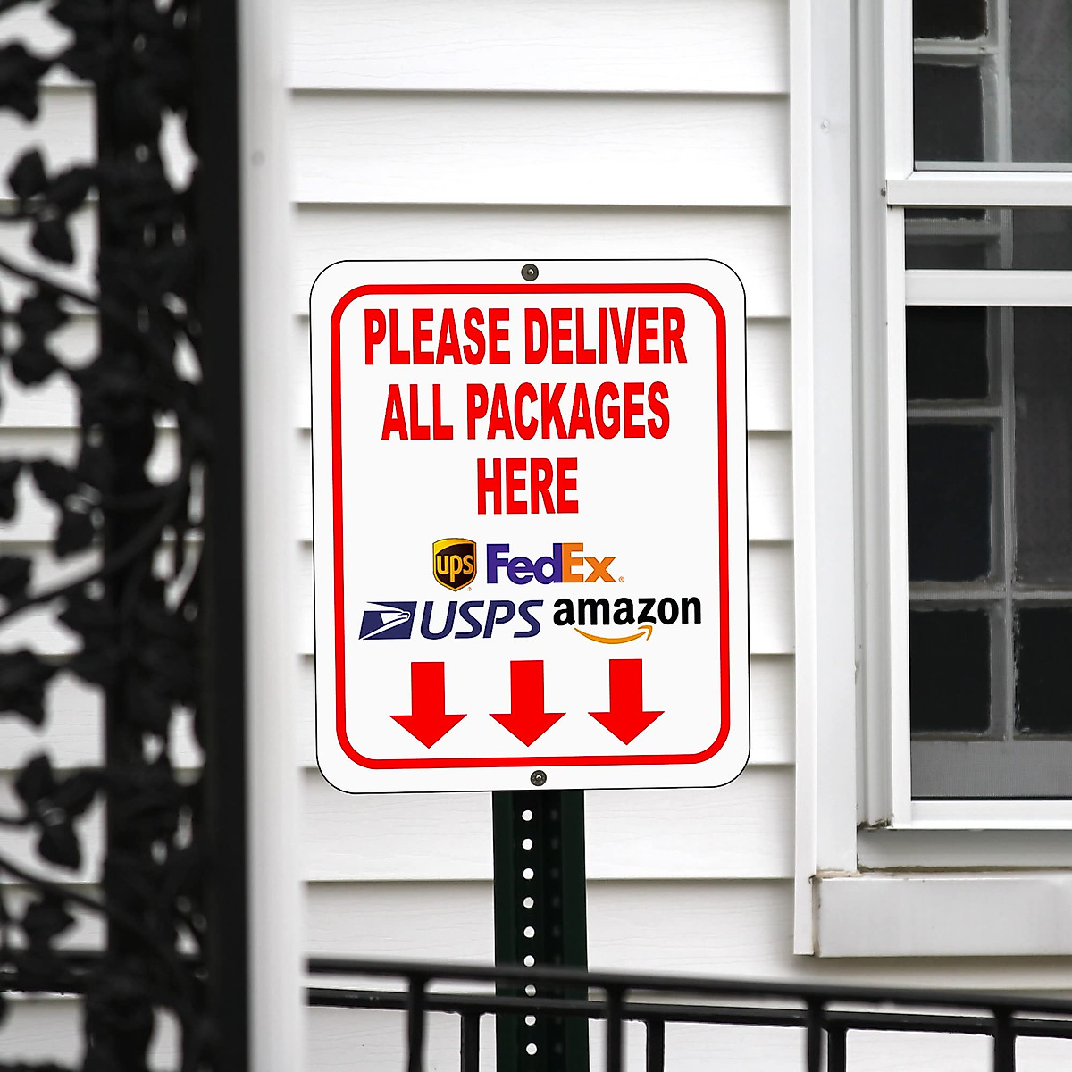 Please Deliver All Packages Here Arrows Delivery Sign for Delivery Driver - Delivery Instructions for My Packages from Amazon, FedEx, USPS, UPS, Indoor Outdoor Signs for Home, Office, Work, 8.5"x10"