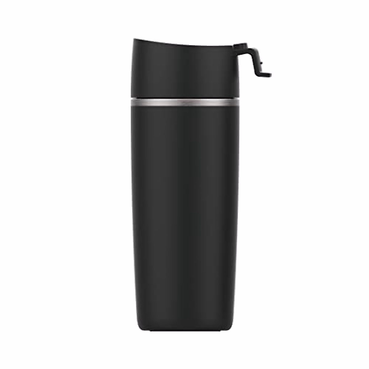 GoodBrew Flip Top - Insulated Coffee and Tea Press | Travel French Press Coffee Maker | No spilling and no liquid migration in the ground chamber | Perfect for Commuting, Camping or Traveling (15oz) (Long Black)