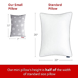 Moonsea Small Pillow Mini Pillow Pets Tiny Pillow with Name Tag, 11" x 7" x 2.5" Printed Small Kids Preschool Pillow, Great Pillow for Baby Airplane and Car Travel Neck/Back/Lumbar/Knee's Gap