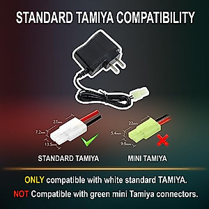 Lancer Tactical Airsoft RC Battery Charger for 9.6V (8S) NiMH/NiCd Battery Packs, 12V 400mA AC Plug Charger w/Standard Tamiya Connector