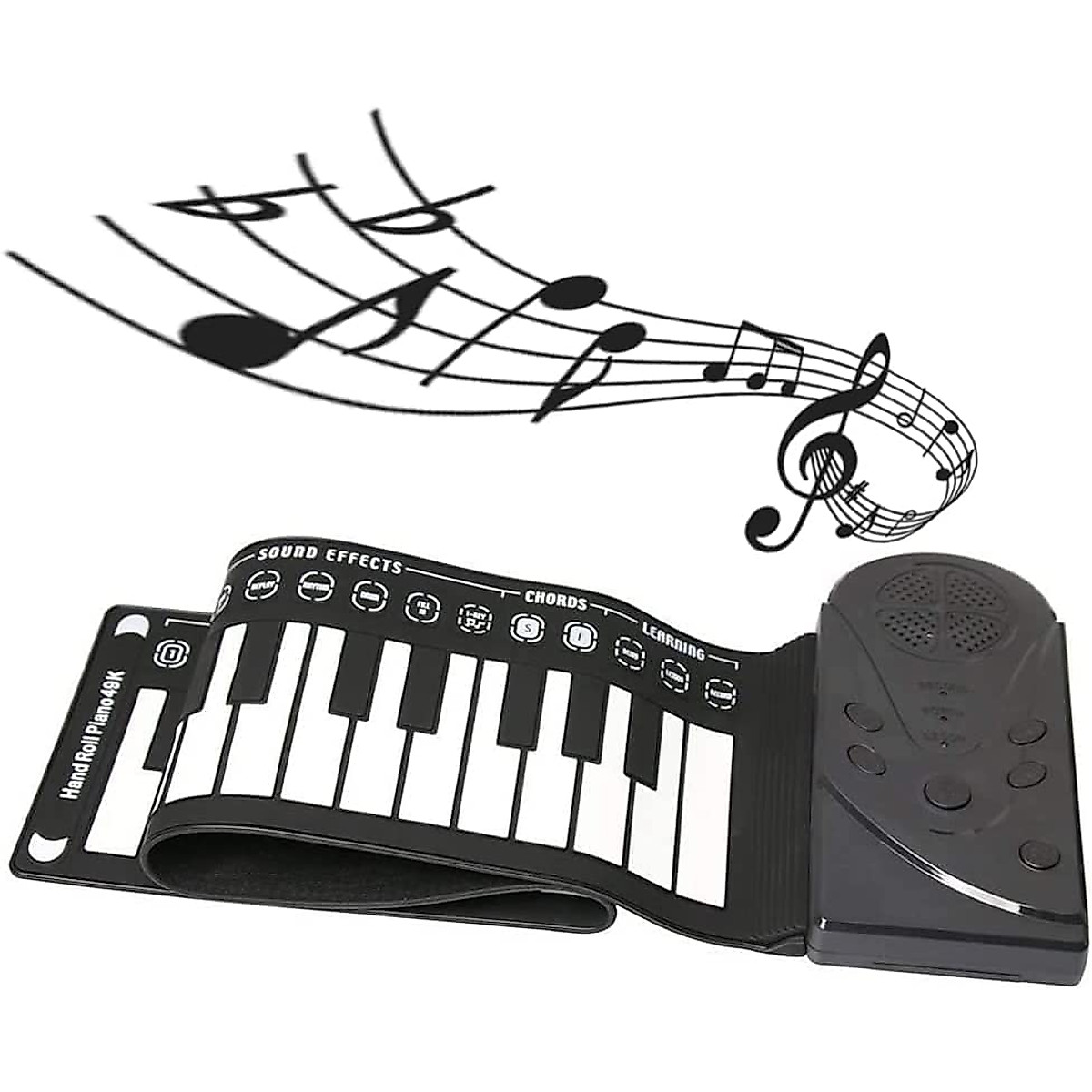 Roll Up Piano,49 Keys Electric Piano Keyboard,Portable Keyboard Piano,Keyboard Piano for Beginners(Black)